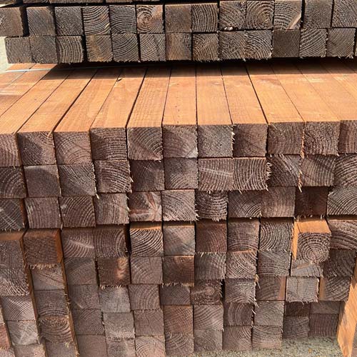 Sawn Fence Posts 75x75 - Brown Tanalised - Free Local Delivery
